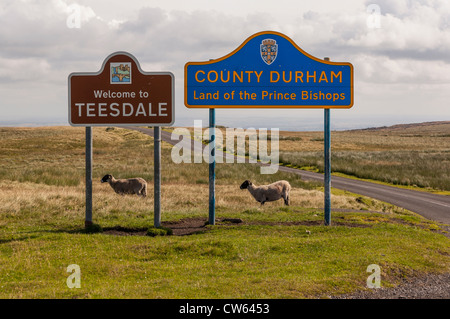 Teesdale and County Durham road signs, just outside the Yorkshire Dales ...