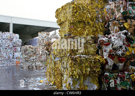 Large waste paper storage the raw material for new paper at a paper ...