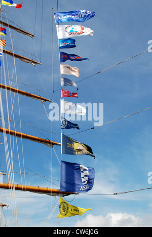 Ship's Flags Blowing In The Wind Stock Photo - Alamy