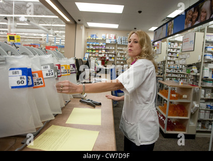 Female white Pharmacist working at Wal-Mart Supercenter pharmacy in San ...