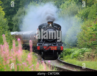 A GWR Large Prairie Tank engine approaches Arley Station with an ...