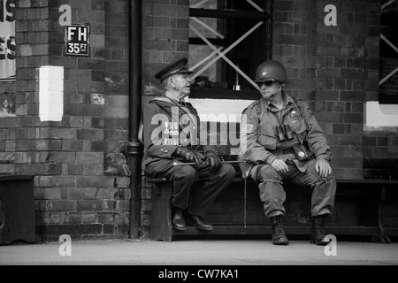 british and german ww2 soldiers talking at festival Stock Photo - Alamy