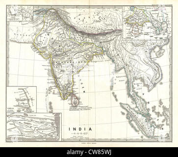 The 1865 Spruner Map of India and Southeast Asia offers a detailed ...