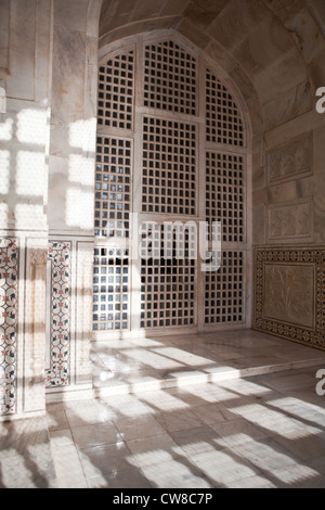 Detail, window, shadow, Taj Mahal, Agra, Uttar Pradesh, India, Asia ...