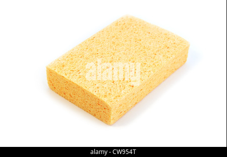 Yellow kitchen sponge on white background Stock Photo - Alamy