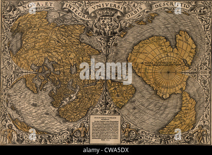 16th century Map of the World Hemispheres Stock Photo - Alamy