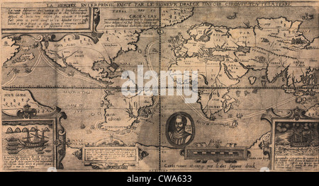 Sir Francis Drake World Map - 1581 Stock Photo - Alamy