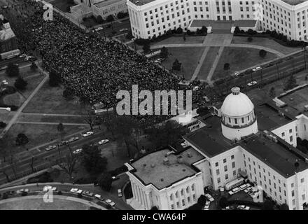 Civil rights marchers in front of the Alabama State Capitol at the end ...