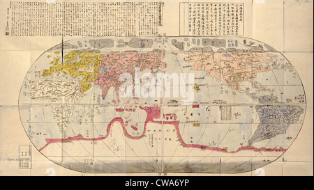 1785 Japanese world map based on Jesuit missionary, Matteo Ricci's 1602 ...
