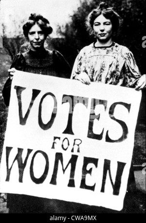 Suffragettes at turn of the last century holding Votes for Women picket ...