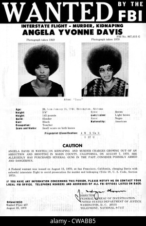 FBI Wanted poster for Angela Davis. Angela Yvonne Davis (born January ...