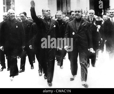 Benito Mussolini, Italian facist dictator, in full oratorical flow to ...