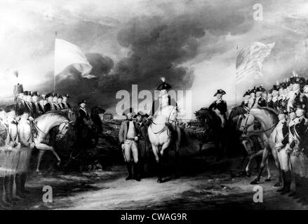 General George Washington (center), depicted in the Surrender of ...