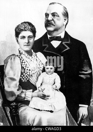 President Grover Cleveland with wife and daughter, Esther, 1890s Stock ...