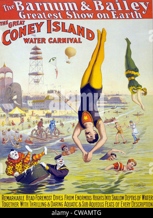 The Great Coney Island Water Carnival Poster for Barnum Bailey 1898 ...