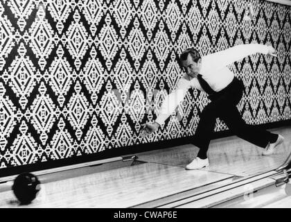 President Richard Nixon Bowling in the White House Bowling Alley ...