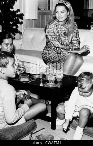 PRINCESS GRACE OF MONACO with children about 1966. From left: nurse ...