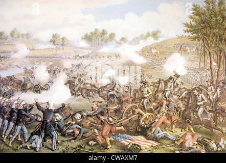The Battle of Bull run on July 21, 1861, lithograph by Kurz & Allison ...