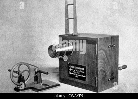 The Lumiere Cinematographe, invented and demonstrated by Louis Jean and ...