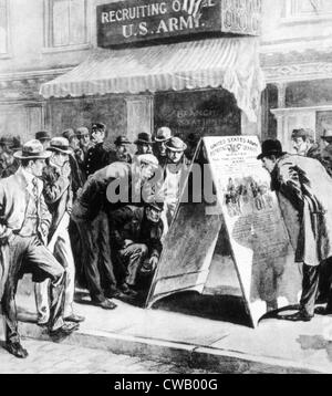 The Spanish American War, political cartoon showing Uncle Sam bidding ...