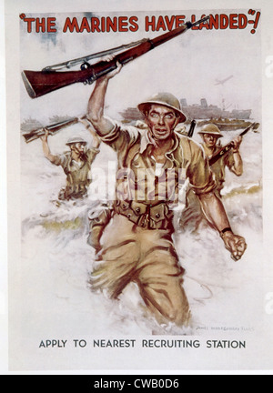 World War II, Marines recruiting poster by James Montgomery Flagg, 1942 ...