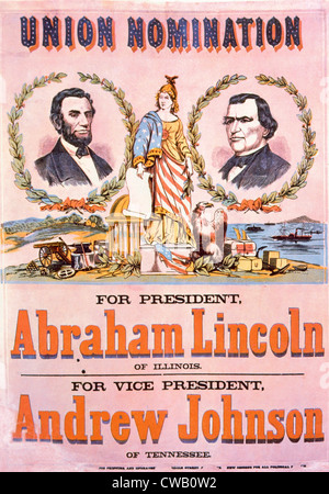 Campaign poster for the re-election of President Abraham Lincoln and ...