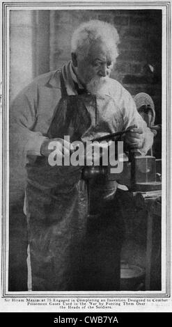 A portrait of Hiram Stevens Maxim, inventor of the Maxim gun, taken in ...