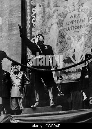 Italian Fascist leader Benito Mussolini, centre, hands on hips, with ...