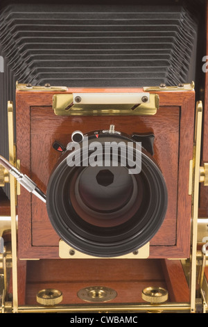 Antique large format camera with bellows on wooden tripod Stock Photo ...