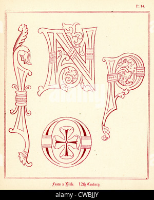 Medieval Illuminated Letters from a 12th Century Bible Stock Photo - Alamy