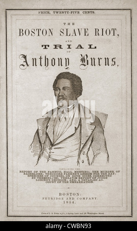 Portrait and illustrations of fugitive slave Anthony Burns escape to Boston, his trial, and ...