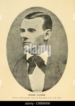 Jesse James (1847-1882), American robber and outlaw. Drawing made from ...