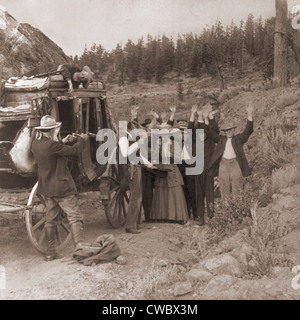 Highwaymen robbing stagecoach passengers on the King's Highway Stock ...