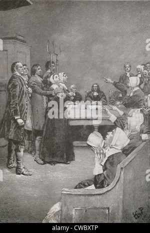 Trial of a witch at Salem, Massachusetts, 1690s Stock Photo: 108545583 ...