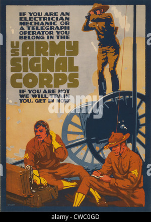 World War I recruiting poster for electricians, mechanics and telegraph ...