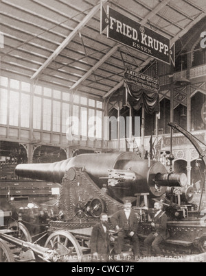 Krupp exhibit of a large steel breech loading cannon at the ...