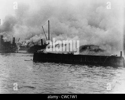 Black Tom Island port facilities in Jersey City were destroyed in a ...