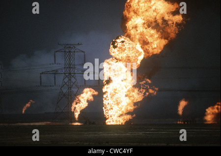 Kuwaiti oil wells were set on fire by retreating Iraqi forces during ...
