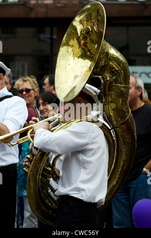 Sousaphone Player in a Marching Jazz Band Stock Photo - Alamy