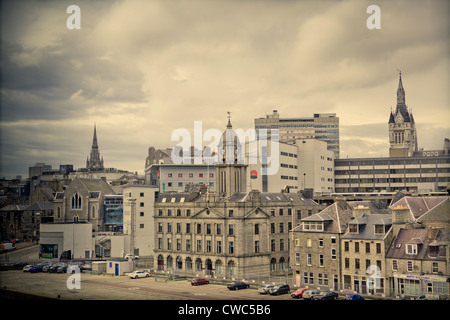 Cityscape of Aberdeen, taken from the ferry as it leaves the harbour on ...
