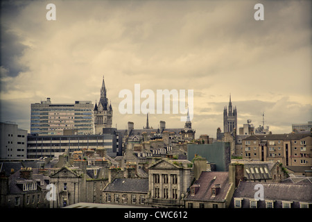 Cityscape of Aberdeen, taken from the ferry as it leaves the harbour on ...