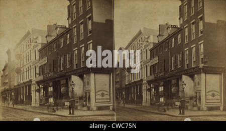 Philadelphia in 1870. Stereoscopic view of Chestnut Street below 11th ...