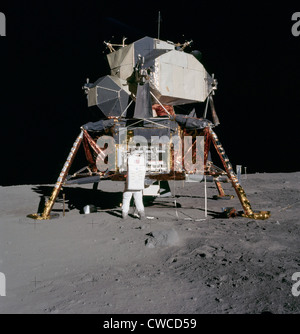 Apollo 11 Lunar Module on the Moon An Astronaut is Shown Working at the ...