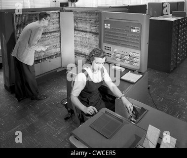 NASA computer room. IBM computers, including an IBM 7040, IBM 729 tape ...