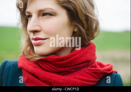 Image of pleased beautiful woman thinking with palms together isolated ...