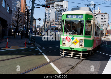 A tram or street car on the Toden Arakawa Line, known as the Tokyo ...