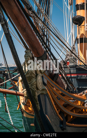 Figurehead of fully rigged ship at Maritime museum, San Diego ...