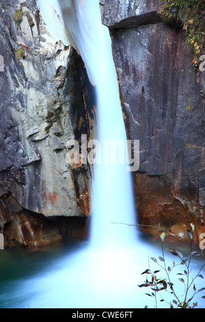 Beautiful, refreshing view of water falling from height and splashing ...