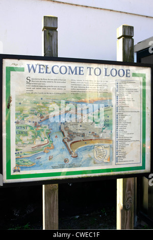 Welcome to Looe Sign, Looe, Cornwall, England, UK Stock Photo - Alamy