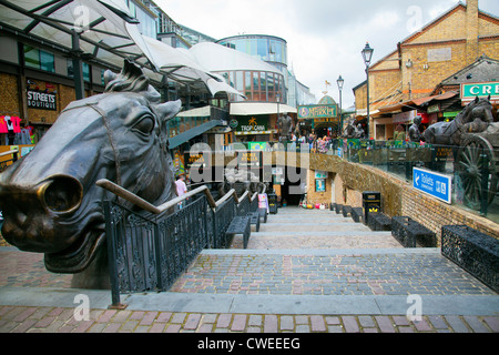 Bronze horse sculptures at the stables Camden market Camden town London ...